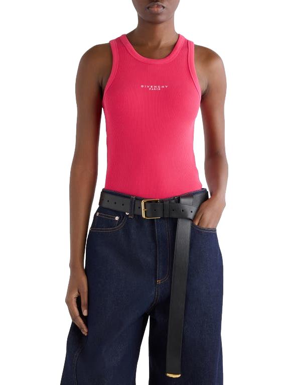 GIVENCHY Embroidered Logo Stretch Cotton Rib Tank